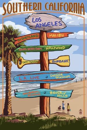 'Los Angeles, California - Destination Sign' Art - Lantern Press ...