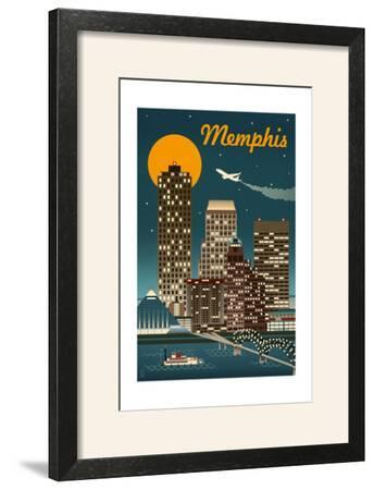 'Memphis, Tennessee - Retro Skyline' Framed Photographic Print ...