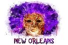 New Orleans, Louisiana - Drippy Watercolor Mask (Purple & Gold ...