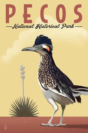 'Pecos National Historical Park - Roadrunner - Lithograph - Lantern ...