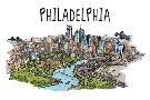 Philadelphia, Pennsylvania - Line Drawing - Lantern Press Artwork ...