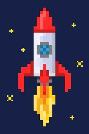 'Pixel Rocket - 8 Bit - Lantern Press Artwork' Prints - Lantern Press ...