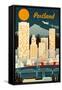 'Portland, Oregon - Retro Skyline' Prints - Lantern Press | AllPosters.com