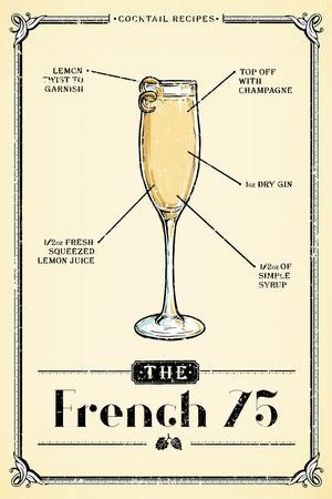 Prohibition - Cocktail Recipe - French 75 - Lantern Press Artwork ...