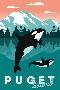 'Puget Sound - Orca Whale & Calf - Go Freestyle - Lantern Press Artwork ...