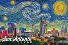 'San Antonio, Texas - Starry Night City Series - Lantern Press Artwork ...