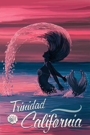 'Trinidad, California - Silhouette Mermaid Hairflip at Dusk - Lantern ...