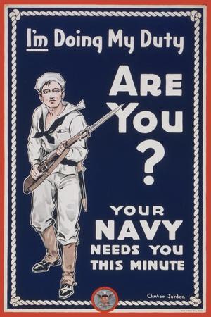 'US Navy Vintage Poster - I'm Doing My Duty' Posters - Lantern Press ...
