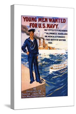 'US Navy Vintage Poster - Young Men Wanted' Stretched Canvas Print ...