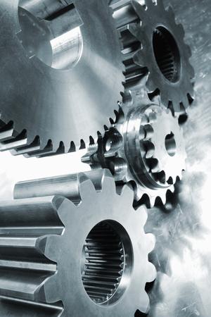 'Large Industrial Gears Set Against Titanium And In A Blue Metallic ...