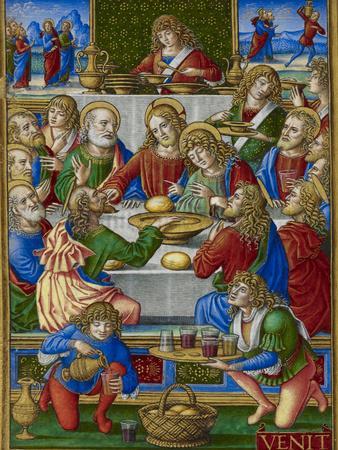 'Last Supper, above Peter and John follow a man with a pitcher of water ...