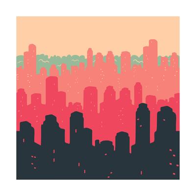 'Layered City Skyline' Prints - JoeBakal | AllPosters.com
