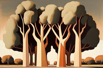 'Four Abstract Big Oak Trees' Prints - Lea Faucher | AllPosters.com