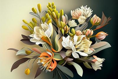 'Peruvian Lilies Bouquet' Art - Lea Faucher | AllPosters.com