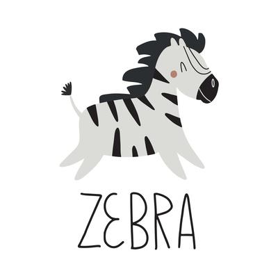 'Learning Cards for Kids. Animals. Zebra.Educational Worksheets for ...