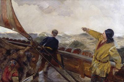 'Leif Erikson discovers America' Giclee Print - Lars Hertervig ...