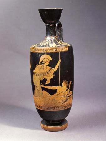 'Lekythos Depicting Theseus and Ariadne Being Woken Up by Athena, Red ...