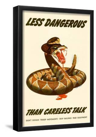 'Less Dangerous Than Careless Talk Snake WWII War Propaganda Art Print ...