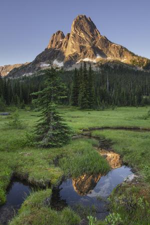 'Liberty Bell Mountain reflected in State Creek, Washington Pass. North ...