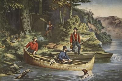 'Life in the Woods, 'Starting Out' , Pub. 1860, Currier & Ives (Colour ...