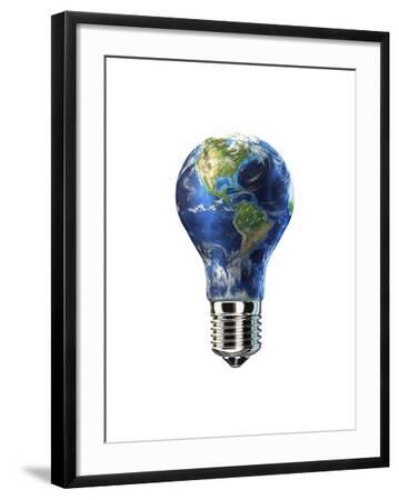 'Light Bulb with Planet Earth Inside Glass, Americas View' Poster ...