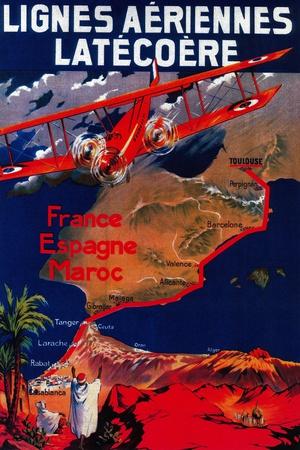 'Lignes Aeriennes Latecoere Vintage Poster - Europe' Prints - Lantern ...