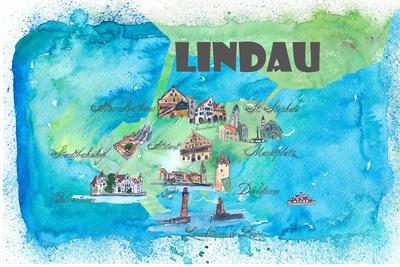 'Lindau Bavaria Germany Travel Poster Favorite Map with touristic ...