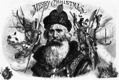 'Lithograph of Santa Claus with Hunting Regalia' Giclee Print ...