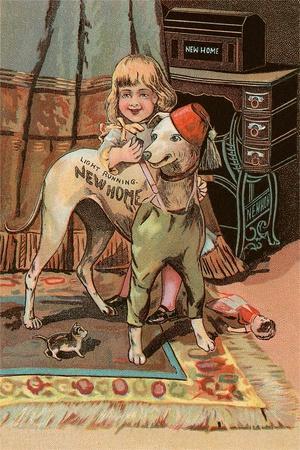 Little Girl with Dog in Fez Prints | AllPosters.com