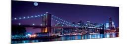 Brooklyn Bridge and Manhattan Skyline with a Full Moon Overhead-New ...
