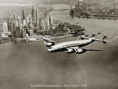 'Lockheed Constellation, New York 1950' Giclee Print - Clyde Sunderland ...