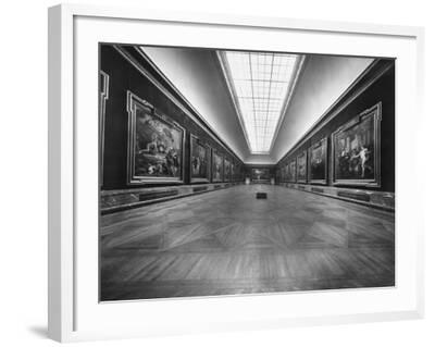'Long Gallery of Paintings at Louvre Museum with Skylight Ceilings ...