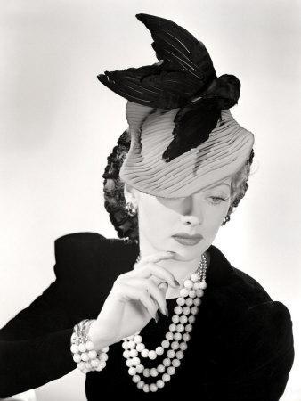 'Lucille Ball Models a Unique Hat for a Publicity Still, 1940's' Photo ...