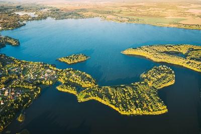 'Lyepyel, Lepel Lake, Beloozerny District, Vitebsk Region. Aerial View ...