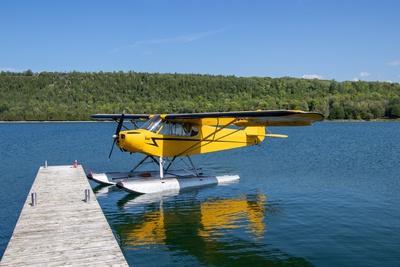 'Yellow Seaplane at a Dock' Photographic Print - LynMc42k | AllPosters.com