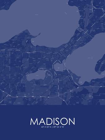 'Madison, United States of America Blue Map' Print | AllPosters.com