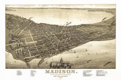 'Madison, Wisconsin - Panoramic Map No. 2' Prints - Lantern Press ...