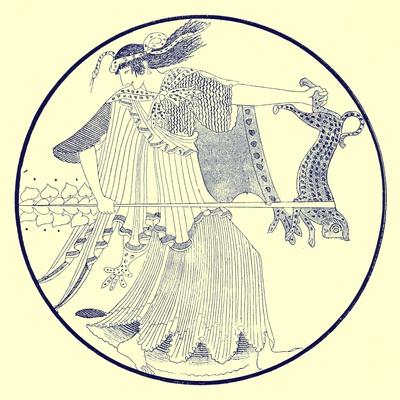 'Maenad, Illustration from 'Greek Vase Paintings' by J. E. Harrison and ...
