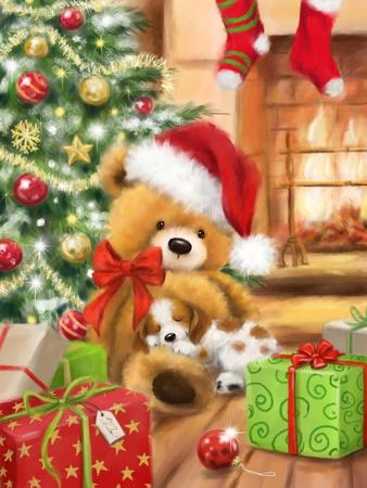 'Christmas Bear with Presents' Giclee Print - MAKIKO | AllPosters.com