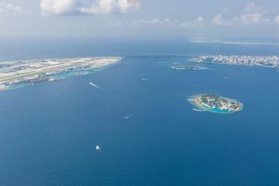 Maldives island capital island, Male. Hulhumale city island view from ...