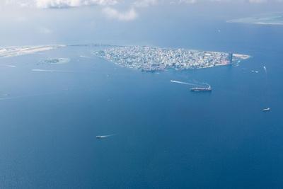 Maldives island capital island, Male. Hulhumale city island view from ...
