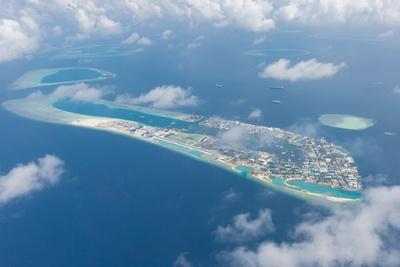 Maldives island capital island, Male. Hulhumale city island view from ...