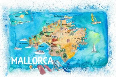 'Mallorca Spain Illustrated Map with Landmarks and Highlights' Posters ...