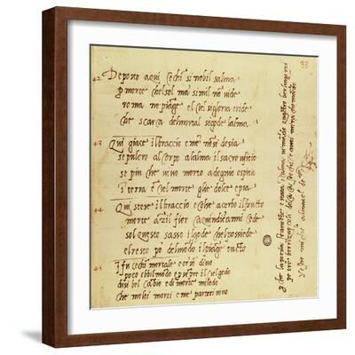 'Manuscript of Poem by Michelangelo Buonarroti' Giclee Print ...