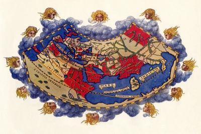 'Map by Claude Ptolemee (Claudius Ptolemaeus, 90-168) Showing the Flat ...