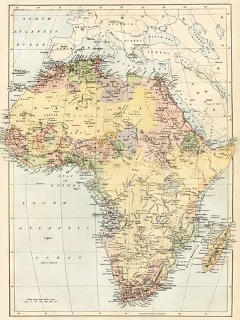 Map of Africa in 1870. 19Th Century Lithography. Giclee Print ...