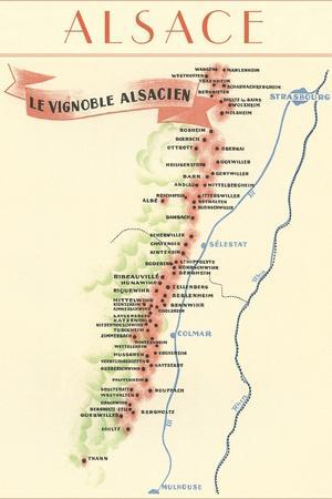 'Map of Alsace Region Wine Country' Posters | AllPosters.com