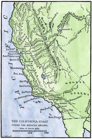 'Map of Alta California under Mexican Government, Early 1800s' Giclee ...