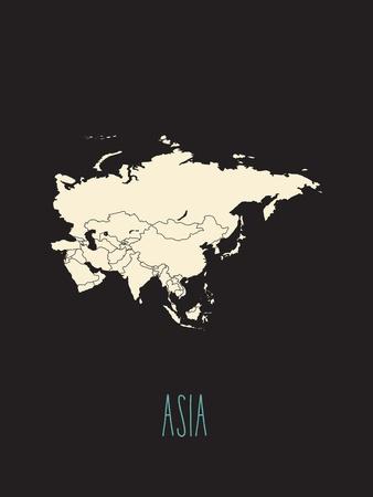 Map of Asia in Black | AllPosters.com