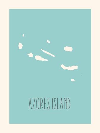 'Map of Azores Islandsin Blue' Posters | AllPosters.com